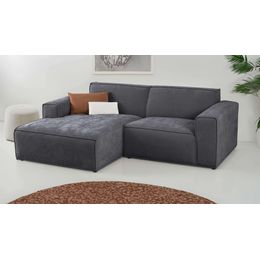 Ecksofa Home Affaire, B:228cm H:75cm T:156cm, grau, 100% Polyester, Wohnzimmer, Sofas, "Avelin, 228 cm, L-Form, Chenille, Struktur-Boucle", mit