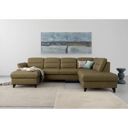 Sit & More Wohnlandschaft SIT & MORE, B:306cm H:87cm T:212cm, gr&uuml;n, 100% Polyester, Sofas, "Mellum U-Form", Federkern, wahlweise mit Bettfunktion, Stauraum und