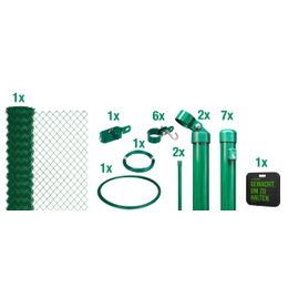 Alberts Maschendrahtzaun, H/L: 100cm x 15m, Pfosten: 7 Stk., gr&uuml;n, Zaunelemente, H&ouml;he: 80 - 200 cm, Gesamtl&auml;nge: 15 - 100 m, zum Einbetonieren
