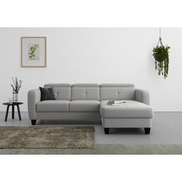 Sit & More Ecksofa SIT & MORE, B:247cm H:85cm T:170cm, grau, Wohnzimmer, Sofas, "Belluci L-Form", inklusive Federkern, wahlweise mit Bettfunktion und Bettkasten