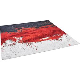 Teppich Gino Falcone, B:80cm H:3mm L:160cm, rot, Polyester, Wohnzimmer, Teppiche, "Cosima-116", flachgeweber Jaquard-Teppich, mit Chenillegarn,