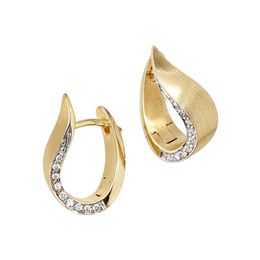 Jobo Damen Paar Creolen, SI = kleine Einschl&uuml;sse, Diamanten Gelbgold 585, gelb, Diamanten, Gelbgold 585, Ohrringe, 585 Gold bicolor mit 18 Diamanten
