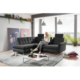 Ecksofa DIE PLANBAR, B:242cm H:87cm T:116cm, schwarz, 100% Polyester, Wohnzimmer, Sofas, "MP-IN20016 L-Form mit Federkern-Polsterung", wahlweise mit