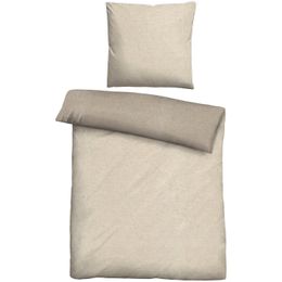 Wendebettw&auml;sche Biberna, beige, Flanell, Obermaterial: 100% Baumwolle, Bettw&auml;sche, "Hermal", Flanell in Melangeoptik, Winterbettw&auml;sche, Made in