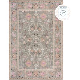 Teppich FLAIR RUGS, B:152cm H:4mm L:230cm, gr&uuml;n, Kunstfaser, Wohnzimmer, Teppiche, "Una", Waschbarer Traditioneller Teppich