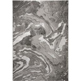 Teppich FLAIR RUGS, B:200cm H:12mm L:290cm, silber, Kunstfaser, Wohnzimmer, Teppiche, "Marbled", dezenter Glanz, mehrfarbig, modernes Marmor-Design