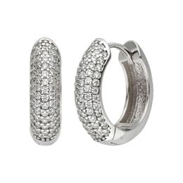 Jobo Damen Paar Creolen, 17,7mm, Silber 925 (Sterlingsilber), silber, Silber 925 (Sterlingsilber), Ohrringe, 925 Silber mit 130 Zirkonia