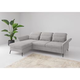 Sit & More Ecksofa SIT & MORE, B:264cm H:92cm T:198cm, silber, 90% Polyester, 10% Polyamid, Wohnzimmer, Sofas, "Emely, inkl. Sitztiefenverstellung", wahlweise