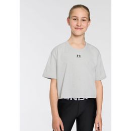 Under Armour M&auml;dchen T-Shirt "RIVAL"mod gray light heather,, schwarz, Gr. L, Obermaterial: 60% Baumwolle, 40% Polyester, Shirts, F&uuml;r Kinder
