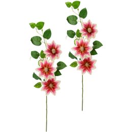 Kunstblume I.GE.A., B:14cm H:80cm L:9cm, rosa, Polyester, Kunstpflanzen, "Clematisranke Waldrebe", Zweig Einzelblume Stielblume, 2er Set