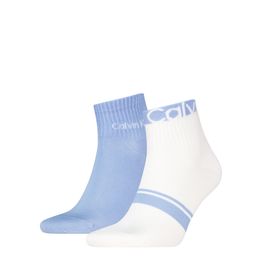 Calvin Klein Herren Kurzsocken "CK MEN QUARTER LOGO STRIPE"sky blau, Baumwollmischung, Socken, mit breitem Rippenb&uuml;ndchen, Cotton-Mix