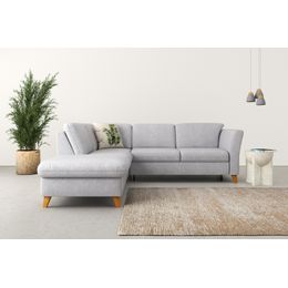 Ecksofa Home Affaire, B:252cm H:86cm T:213cm, silber, 100% Polyester, Wohnzimmer, Sofas, "Trelleborg L-Form", Federkern-Polsterung, wahlweise mit
