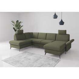 Wohnlandschaft Home Affaire, B:314cm H:93cm T:195cm, gr&uuml;n, 95% Polyester 5% Polyamid, Sofas, "Rochelle", wahlweise mit Bettfunktion, Bettkasten und