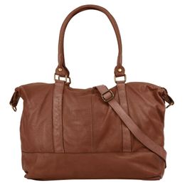 Samantha Look Damen Reisetasche, braun, Leder, leicht gl&auml;nzend, unifarben, Taschen, echt Leder, Made in Italy