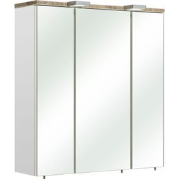 Spiegelschrank SAPHIR, B:65cm H:70cm T:20cm, wei&szlig;, Holzwerkstoff, Badezimmer, Schr&auml;nke, "Quickset 931 Badschrank, 3 Spiegelt&uuml;ren, 6 Einlegeb&ouml;den, 65