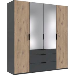 Dreht&uuml;renschrank wimex, B:200cm H:216cm T:58cm, grau, Schr&auml;nke, "Burgos by fresh to go", mit extra gro&szlig;en Schubladen, mit Spiegelt&uuml;ren