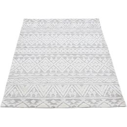 Teppich CarpetFine, B:160cm H:12mm L:230cm, beige, Polyester, Wohnzimmer, Teppiche, "Holly 2", Rauten Motiv, Hoch-Tief Struktur, Wohnzimmer