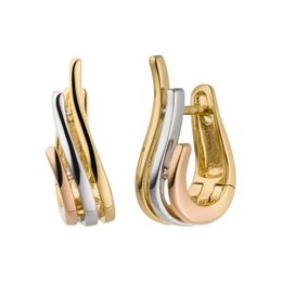Jobo Damen Paar Creolen, Gelbgold 585 Ros&eacute;gold 585 Wei&szlig;gold 585, gold, Gelbgold 585, Ros&eacute;gold 585, Wei&szlig;gold 585, Ohrringe, 585 Gold Tricolor-Optik