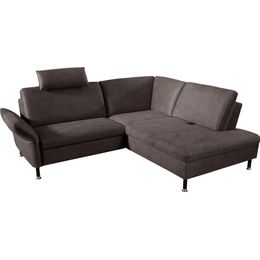 Ecksofa Alina, B:252cm H:108cm T:207cm, grau, Microfaser Antiklederoptik (100% Polyester), Wohnzimmer, Sofas, "Janis", inkl. Sitztiefenverstellung
