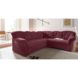 Ecksofa DOMO collection, B:242cm H:84cm T:190cm, lila, Struktur ( 90% Polyester, 10% Polyacryl);Microfaser PRIMABELLE (100% Polyester);Kunstleder