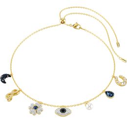 Swarovski Damen Collier "Symbolica Mond Unendlich Gl&uuml;cksklee magisches Auge Hufeisen", Metall Perlen, L: 52, blau, Metall, Perlen, Halsketten, mit