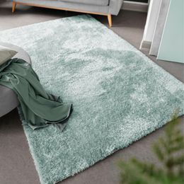 Hochflor-Teppich LUXOR living, B:60cm H:45mm L:110cm, blau, Polyester, Teppiche, "Gela", Uni Farben, weich und flauschig, ideal im Wohnzimmer &