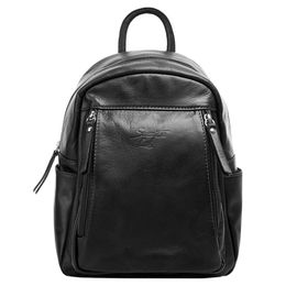Samantha Look Damen Cityrucksack, schwarz, Leder, Rindsleder, unifarben, Rucks&auml;cke, echt Leder, Made in Italy