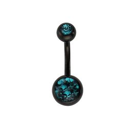 ZEEme Damen Bauchnabelpiercing "316L Chirurgenstahl schwarz Kristall blau", schwarz, Chirurgiestahl, Piercings