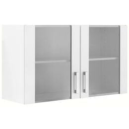H&auml;ngeschrank Optifit, B:100cm H:57,6cm T:34,6cm, wei&szlig;, K&uuml;che, Schr&auml;nke, "Odense", 100 cm breit, mit 2 T&uuml;ren mit Grauglaseinsatz