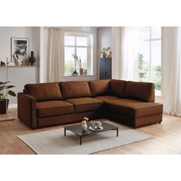 Schlafsofa, B:250cm H:86cm T:200cm, braun, ATLANTIC HOME COLLECTION, 100% Polyester, Jugendzimmer, Sofas, "Chill", Ecksofa mit Bettfunktion und