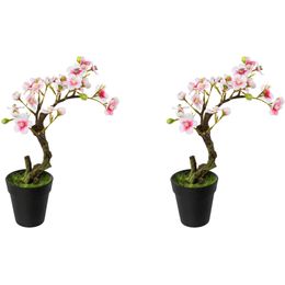 Kunstblume Creativ green, H:26cm, rosa, Kunststoff, Kunstpflanzen, "Mandelbonsai im Topf"