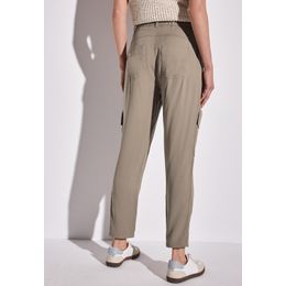 Street One Damen Paperbag-Hose, grau, Gr. 40, unifarben, Web, Obermaterial: 68% Lyocell, 32% Viskose, Hosen, im Cargo-Look