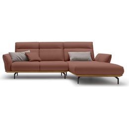 Ecksofa, B:298cm H:103cm T:183cm, braun, CREATION BY ROLF BENZ, NaturLEDER OSKAR (echtes Rindsleder), Wohnzimmer, Sofas, "CR.460", Sockel in