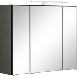 Spiegelschrank Welltime, B:80cm H:64cm T:20cm, grau, Badezimmer, Schr&auml;nke, "Ohio", mit LED Beleuchtung