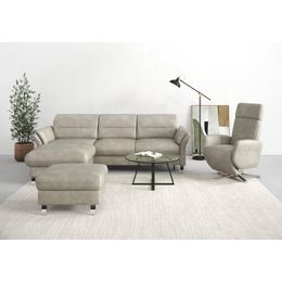 Sit & More Ecksofa SIT & MORE, B:251cm H:85cm T:161cm, grau, Wohnzimmer, Sofas, "Grenoble L-Form mit Federkern", wahlweise mit Bettfunktion, Bettkasten, Arm-