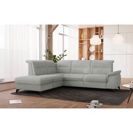 Sit & More Ecksofa SIT & MORE, B:256cm H:91cm T:225cm, grau, 100% Polyester, Wohnzimmer, Sofas, "Astoria L-Form", wahlweise mit motorischer Relaxfunktion