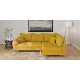 Ecksofa Home Affaire, B:231cm H:81cm T:161cm, gold, 92% Polyester, 8% Nylon, Wohnzimmer, Sofas, "CHARRE L-Form mit Ottomane, Ma&szlig;e B/T/H: 231/161/81