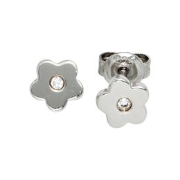 Jobo Damen Paar Ohrstecker "Blume", 6,5mm, Silber 925 (Sterlingsilber), silber, Silber 925 (Sterlingsilber), Ohrringe, 925 Silber mit Zirkonia