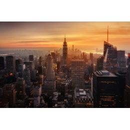 papermoon Fototapete "Photo-Art JORGE RUIZ DUESO, MANHATTANS LICHT", B/L: 4m x 2,6m, Bahnen: 8 Stk., bunt, Schlafzimmer, Tapeten