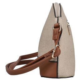 Rieker Damen Umh&auml;ngetasche, beige, Lederimitat, kontrastfarbene Details, Taschen, Schultertasche, Damen-Tasche mit gro&szlig;em Hauptfach