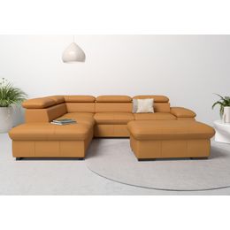 Ecksofa Home Affaire, B:272cm H:73cm T:226cm, gelb, Luxus-Microfaser Lederoptik (100% Polyester);Luxus-Microfaser weich (9)0% Polyester / 10%