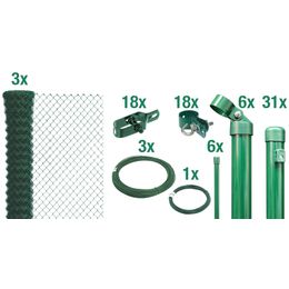 Alberts Maschendrahtzaun, H/L: 150cm x 75m, Pfosten: 31 Stk., gr&uuml;n, Zaunelemente, H&ouml;he: 80 - 200 cm, Gesamtl&auml;nge: 15 - 100 m, zum Einbetonieren