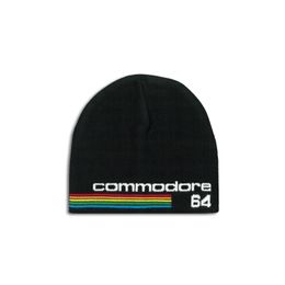 logoshirt Damen Strickm&uuml;tze "Commodore C64", schwarz, bestickt, 100% Polyacryl, M&uuml;tzen, mit auff&auml;lligem Logo