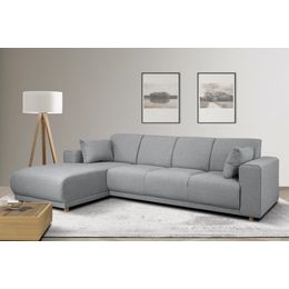Ecksofa Home Affaire, B:297cm H:85cm T:162cm, grau, 100% Polyester, Wohnzimmer, Sofas, "LEMPS wahlweise Recamiere links oder rechts L-Form", incl.