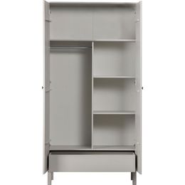 Garderobenschrank Woood, B:100cm, grau, Holzwerkstoff, Flur, Schr&auml;nke, "Madu", mit Kleiderstange, aus Kiefernholz, H 195 cm x B 100 cm