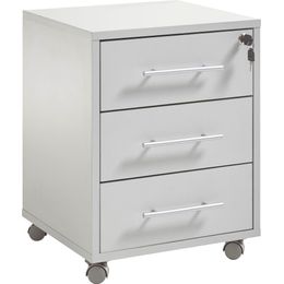 Rollcontainer BEGA OFFICE, B:43cm H:56cm T:42cm, grau, Holzwerkstoff, B&uuml;ro, Rollwagen, "B&uuml;ro-Rollcontainer mit Schubladen abschlie&szlig;bar, Rollcontainer