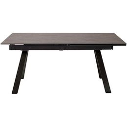 Esstisch MCA furniture, B:180cm H:77cm T:95cm, grau, Keramik / Sicherheitsglas schwarz lackiert / 13 mm, Metall;Gestell: Metall, schwarz matt