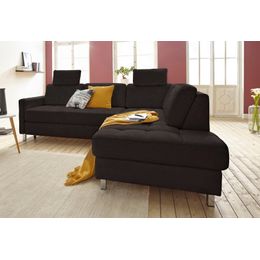 Sit & More Ecksofa SIT & MORE, B:233cm H:80cm T:196cm, schwarz, Luxus-Microfaser ALTARA NUBUCK (100% Polyester) / Struktur fein (100%