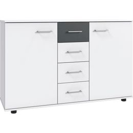 Kombikommode wimex, B:130cm H:83cm T:41cm, wei&szlig;, Spanplatte, Schlafzimmer, Sideboards, "Taiga", obere Schublade in Absatzfarbe oder uni wei&szlig;
