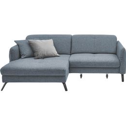 Ecksofa, B:259cm H:84cm T:167cm, blau, SET ONE BY Musterring, 100% Polyester, Wohnzimmer, Sofas, "SO 4400 V", wahlweise mit motorischer Bettfunktion
